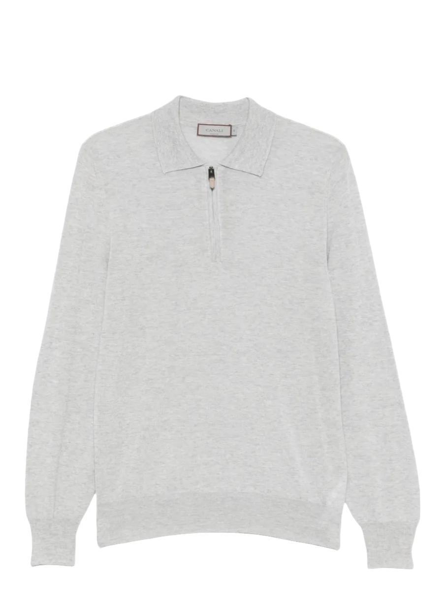 CANALI ハーフジップ ニットポロシャツ